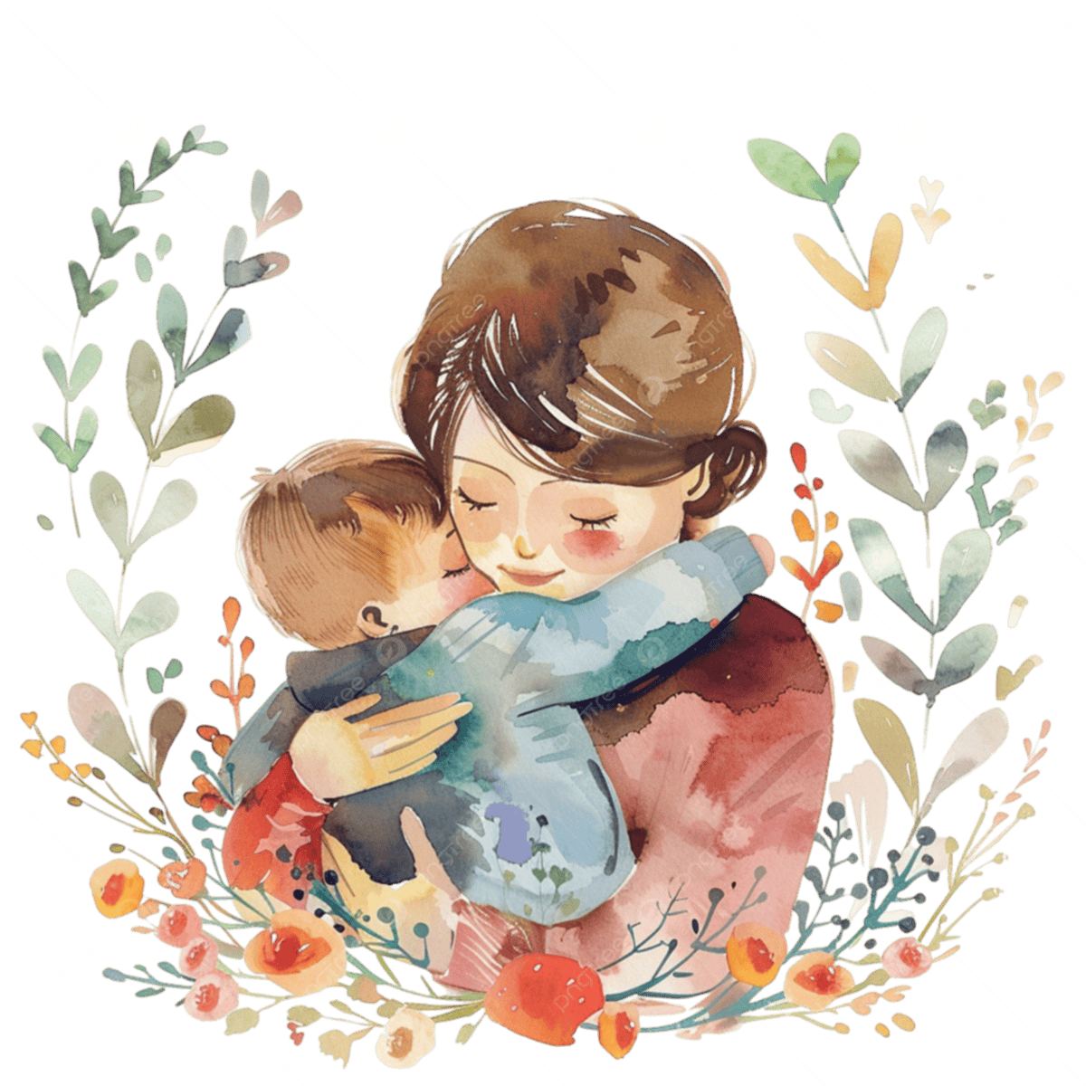 Mother And Baby Watercolor